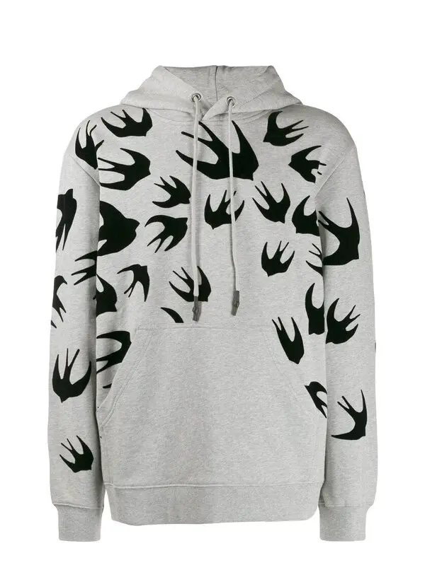 Alexander McQueen Flock Swallow Hoodie - Gray