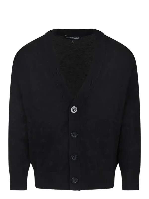 Emporio Armani Long-sleeved Knitted Cardigan - Blue
