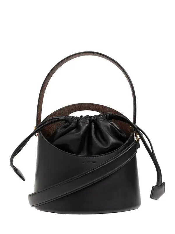 Etro Saturno Medium Drawstring Bucket Bag - Black