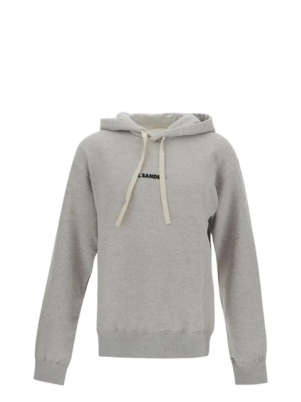 JIL SANDER Logo Printed Drawstring Hoodie - White