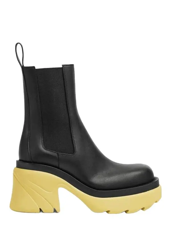 Bottega Veneta Contrast Sole Platform Ankle Boots - Black