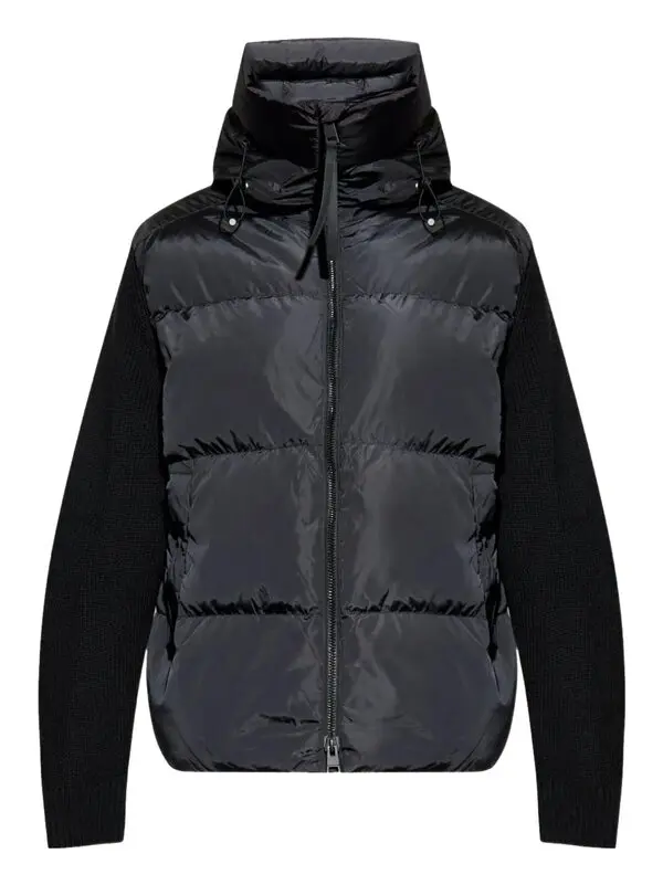 Canada Goose Hybridge Grove Hooded Puffer With Ribbed Knit Sleeves - Black