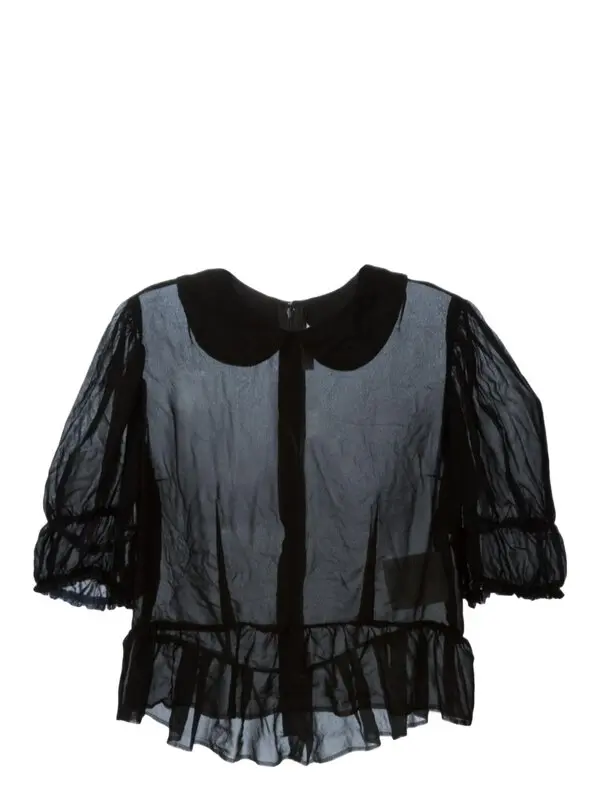 Comme Des Garçons Sheer Ruffle Detail Shirt - Black