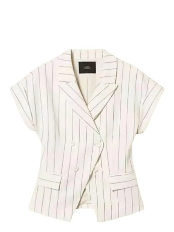 TWINSET Double-breasted Pinstriped Vest - White
