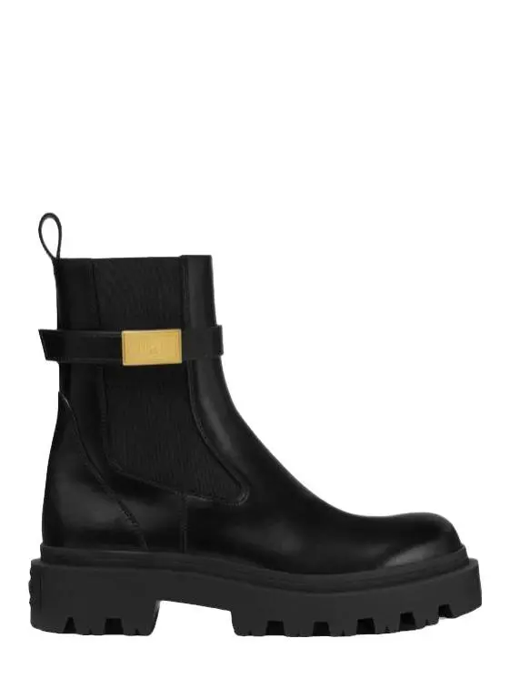 Versace Leather Slip-on Ankle Boots - Black