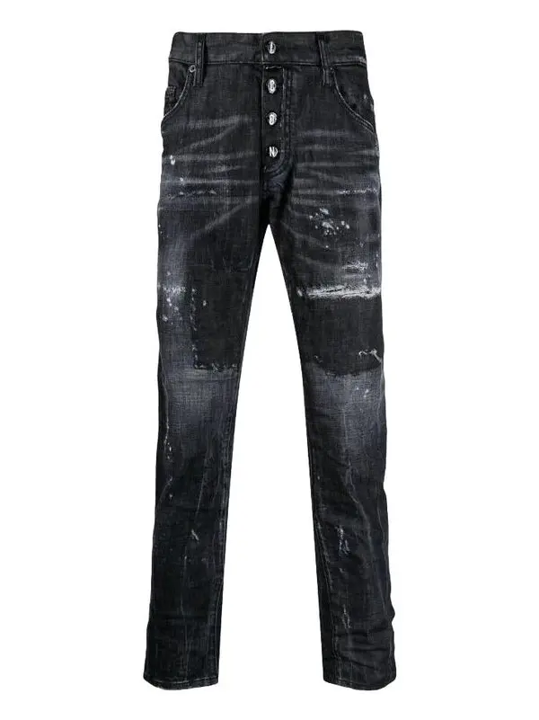 Dsquared2 Icon Distressed Skinny Jeans - Black