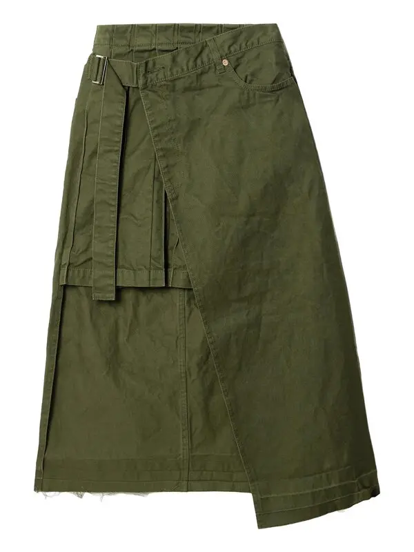 Sacai Asymmetrical Buckled Skirt - Green