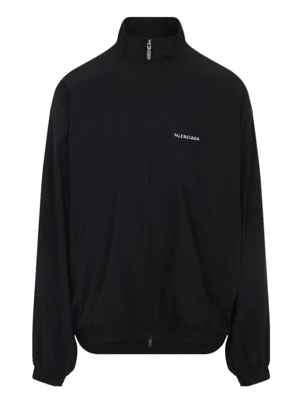 Balenciaga High Neck Zip-up Jacket - Black