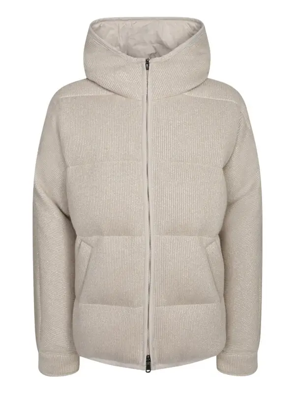 Brunello Cucinelli Padded Zip-up Coat With Hood - Nude