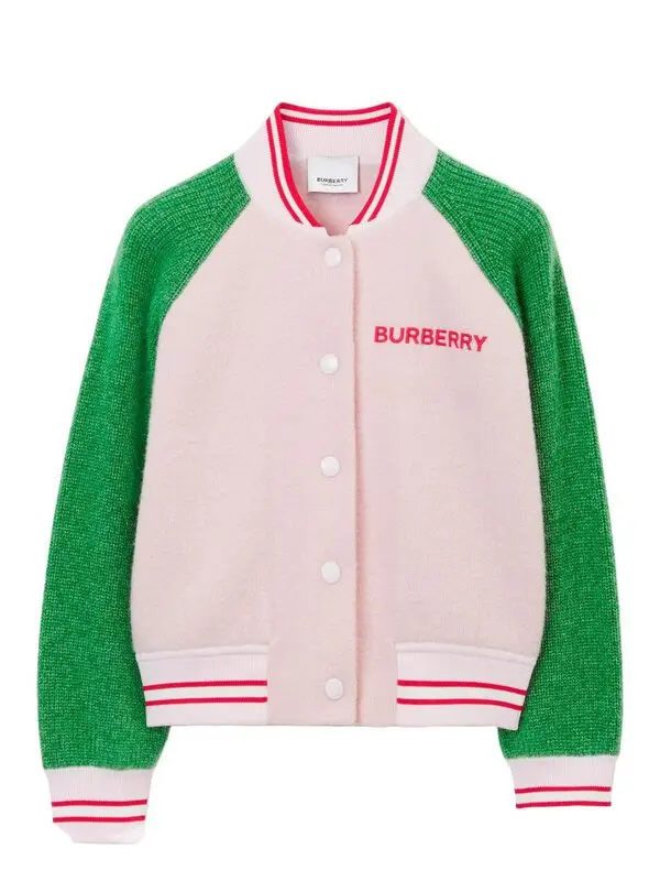 Burberry Embroidered Wool Bomber Jacket - Pink