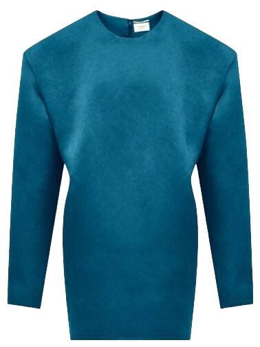 Saint Laurent Crewneck Long-sleeved Dress - Azure