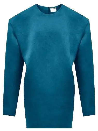 Saint Laurent Crewneck Long-sleeved Dress - Blue