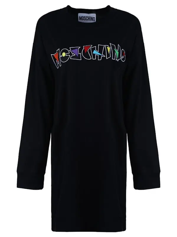 Moschino Embroidered Long Sleeve Dress - Black