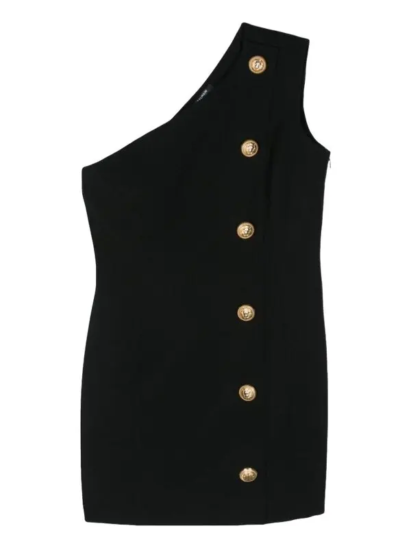 Balmain One-shoulder Mini Dress - Black