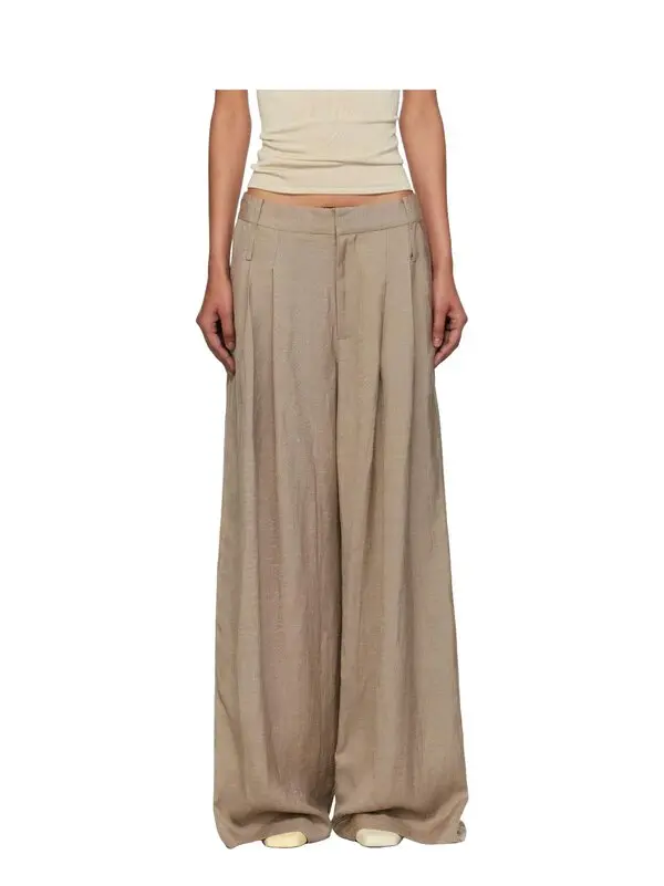 ST. AGNI Melange Wide-leg Trousers - Nude