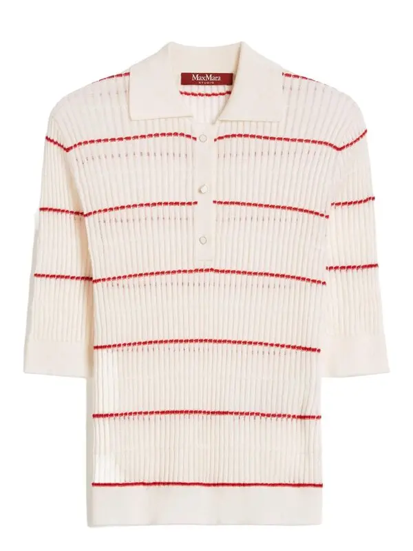 Max Mara Ribbed Knit Polo Shirt - White