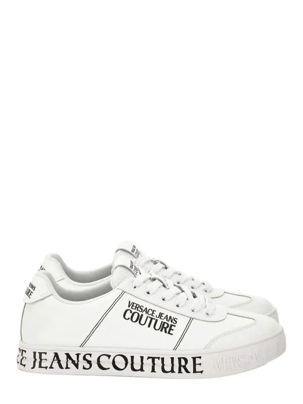 Versace Logo Printed Lace-up Sneakers - White