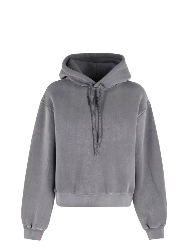 Alexander Wang Structured Terry Puff Logo Hoodie - Asphalt