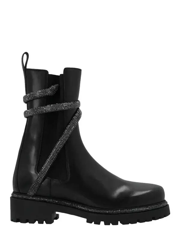 Rene Caovilla Embellished Wrap-around Ankle Boots - Black
