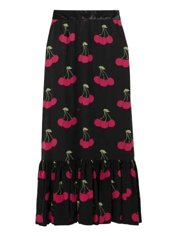 Valentino Garavani Printed Maxi Skirt - Black