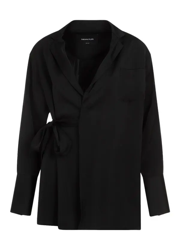 Fabiana Filippi Wrap Around Satin Blazer - Black