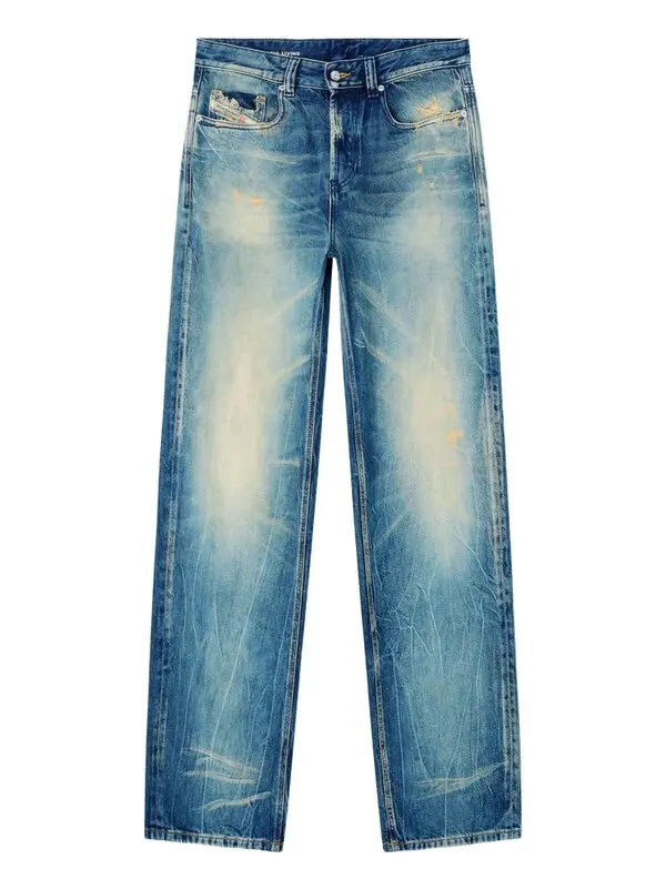 DIESEL® Distressed Wide Leg Jeans - Medium Blue