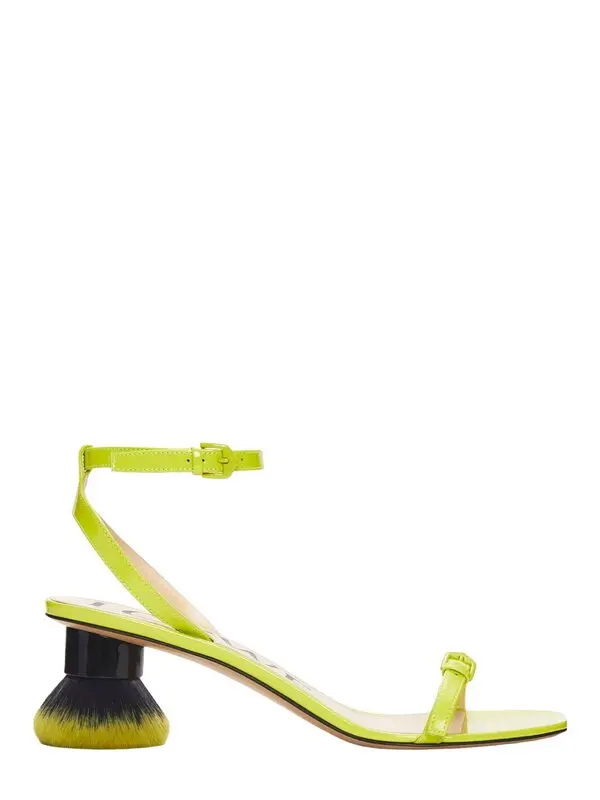 Loewe Petal Brush Heel Sandal In Patent Lambskin - Yellow