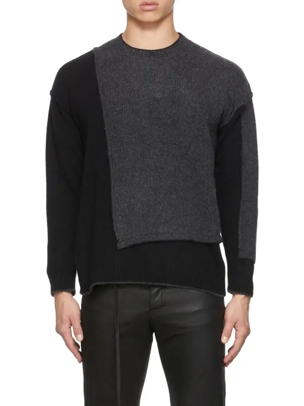 Isabel Benenato Asymmetrical Fine Knit Sweater - Black