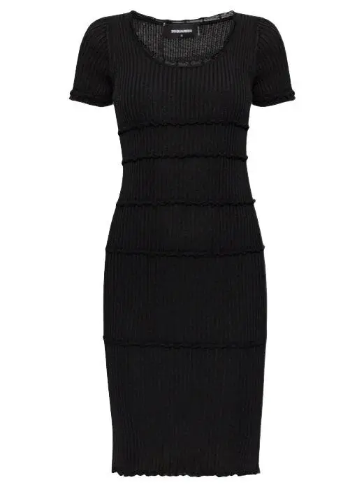 Dsquared2 Short-sleeved Ribbed Midi Dress - Black