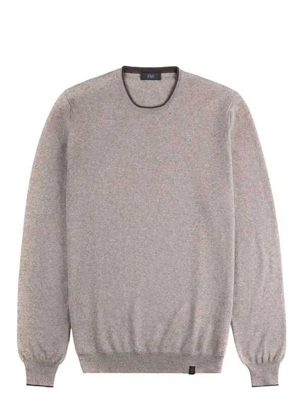 FAY Elbow-patch Crewneck Jumper - Light Brown