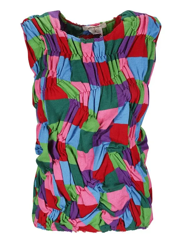 Comme Des Garçons Paneled Ruched Knitted Top - Blue