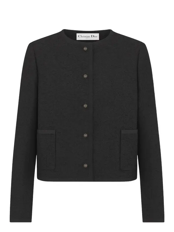 Dior Cropped Jacket With Welt Pockets - Black