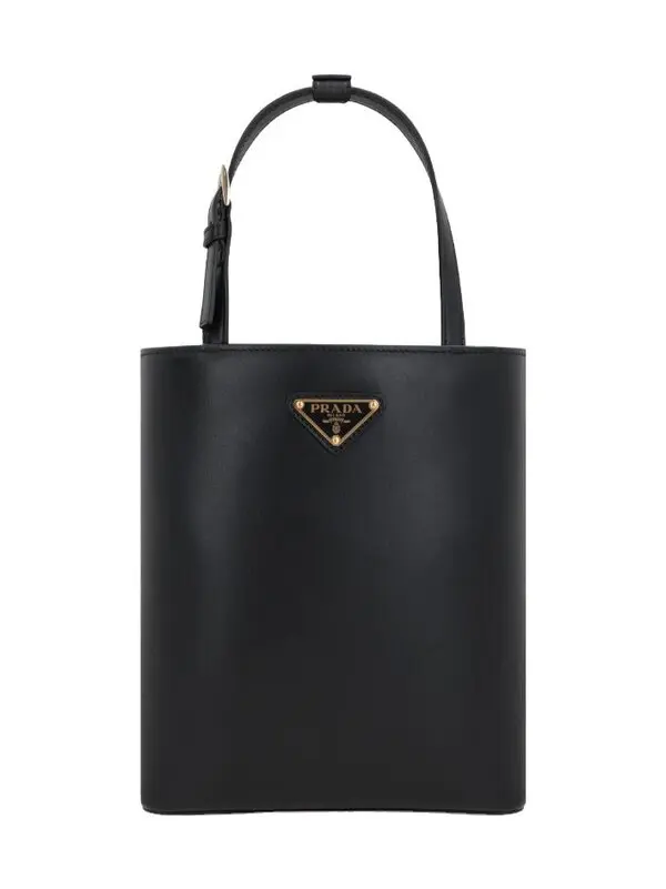 Prada Triangle Logo Appliqué Tote Bag - Black