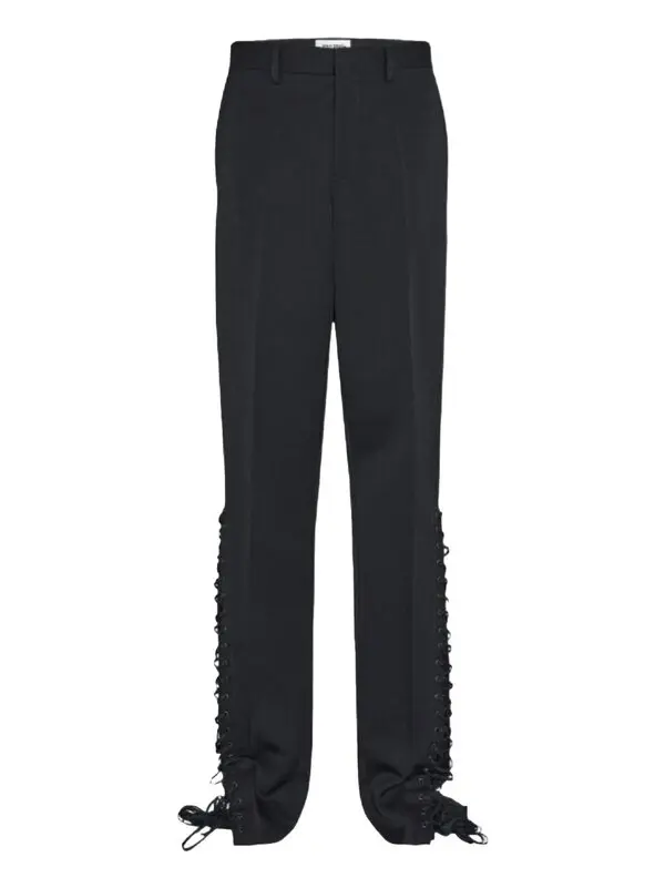 JEAN PAUL GAULTIER Mid-rise Lace-up Trousers - Black