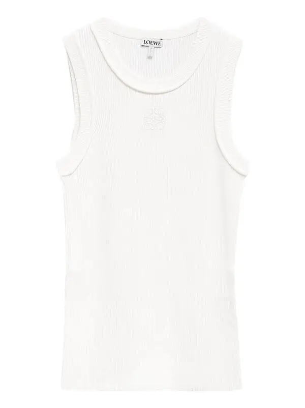Loewe Anagram Embroidered Ribbed Tank - White