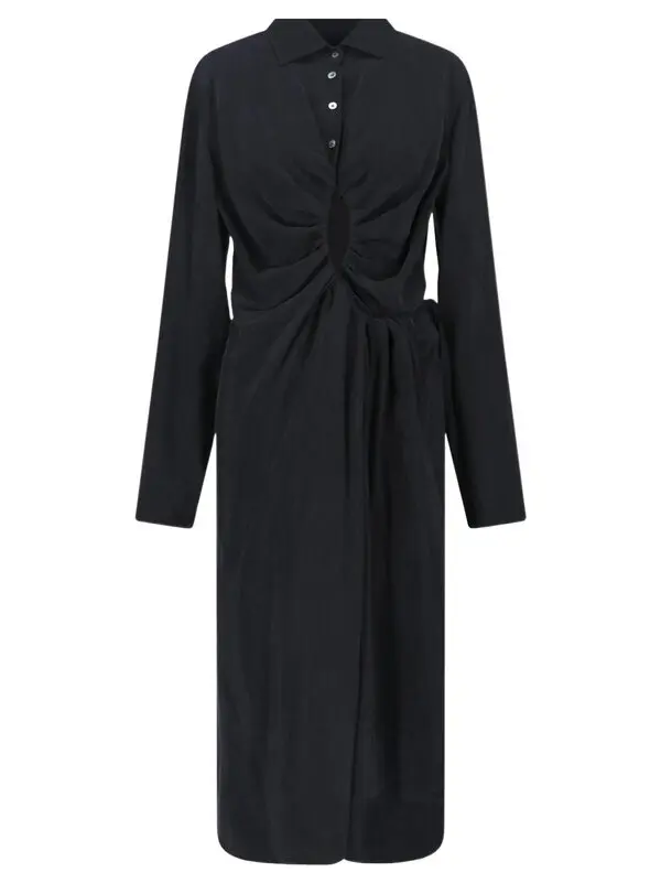 MAISON MARGIELA Draped Knot Detail Shirt Dress - Black