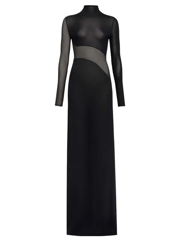 Alaïa Mesh-panel Maxi Dress - Black