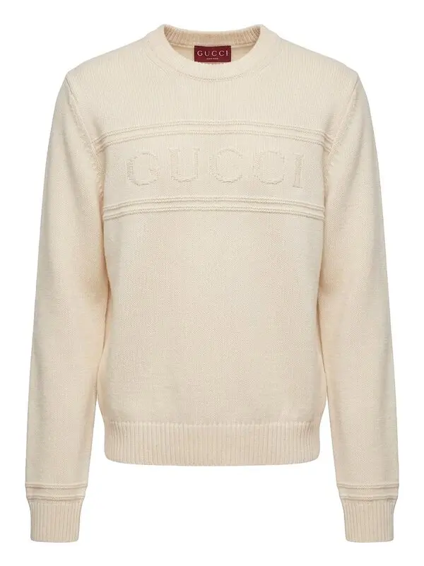Gucci Logo Intarsia Knit Jumper - White