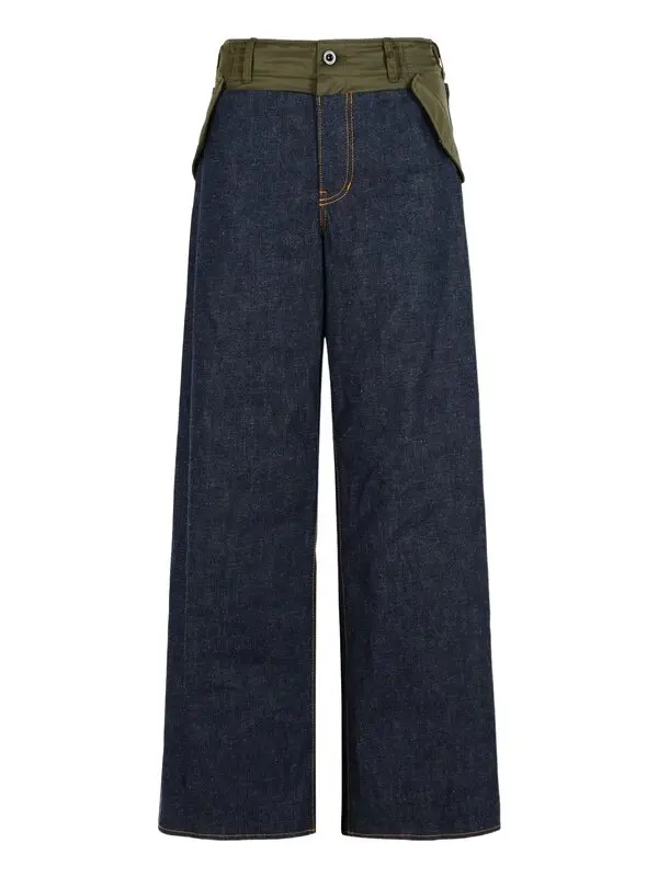 Sacai Panelled Cotton Jeans - Black