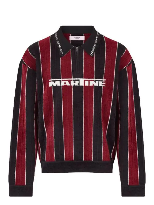 Martine Rose Sporty Logo Polo In Burgundy - Black