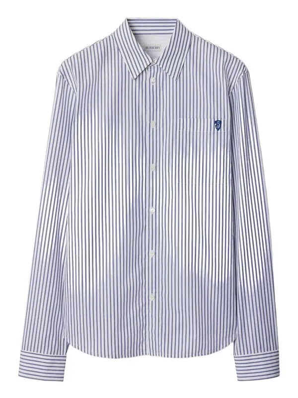 Burberry Logo Embroidered Striped Shirt - Iris/chalk