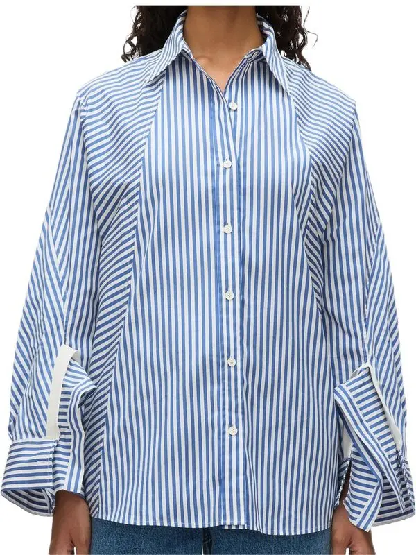 3.1 Phillip Lim Striped Paneled Long Sleeve Shirt - Blue
