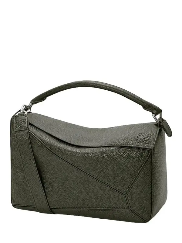 Loewe Large Puzzle Leather Shoulder Bag - Deep Khaki