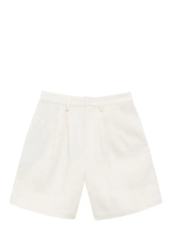 ANINE BING Carrie Pleated Linen Shorts - Eggshell White