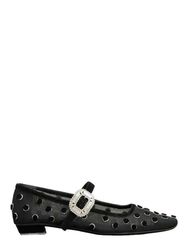 ROGER VIVIER Embellished Ballet Flats With Crystal Clasp - Black