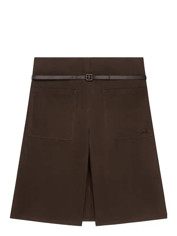 COURREGES Courrèges Belted Knee-length Bermuda Shorts - Chocolate