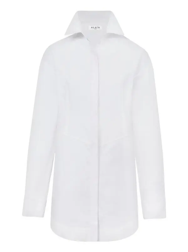 Alaïa Long-sleeved Poplin Shirt Dress - White