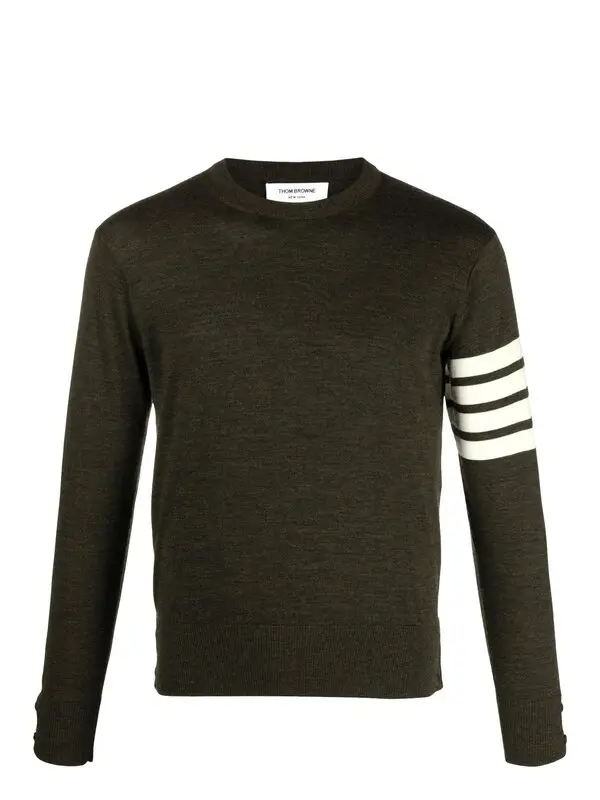 Thom Browne 4-bar Knitted Crewneck Jumper - Dark Green