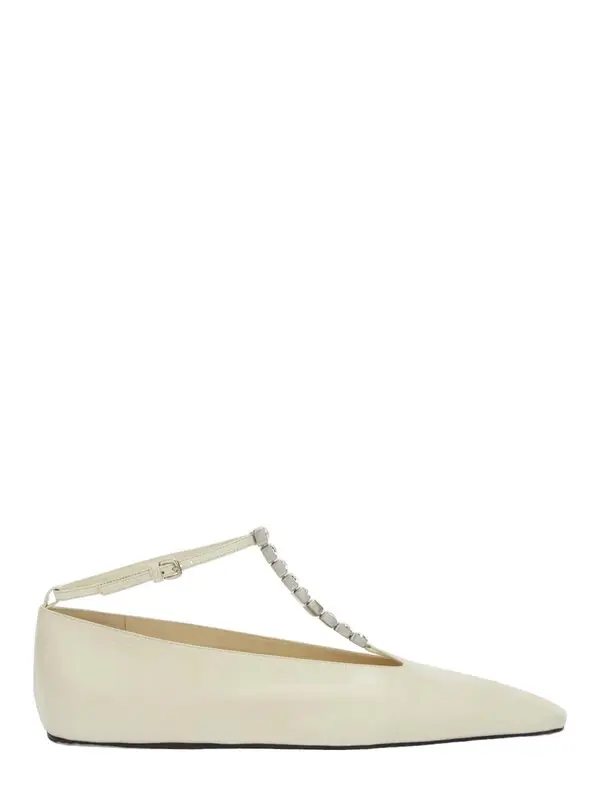 JIL SANDER Embellished Ankle Strap Ballerina Flats - Nude