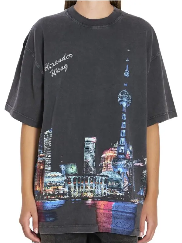 Alexander Wang Shanghai Skyline Graphic T-shirt - Black